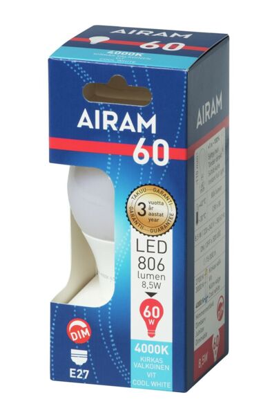 LED A60 840 806lm E27 DIM OP – Airam.fi | Airam