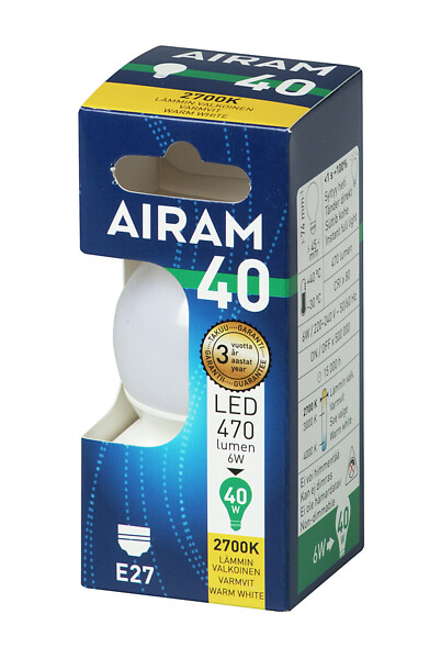 LED P45 827 470lm E27 OP – Airam.fi | Airam
