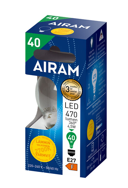 LED P45 827 470lm E27 FIL – Airam.fi | Airam