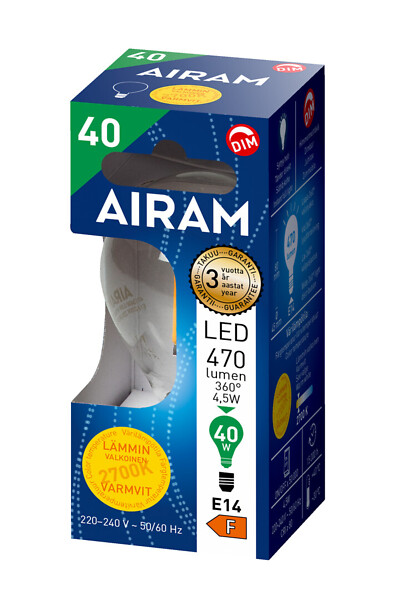 LED P45 827 470lm E14 FIL DIM – Airam.fi | Airam