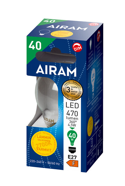 LED P45 827 470lm E27 FIL DIM – Airam.fi | Airam