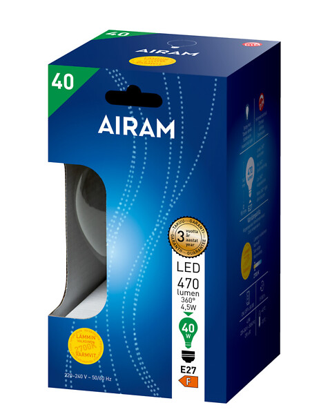 LED G95 827 470lm E27 FIL DIM – Airam.fi | Airam