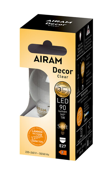 LED DECFG P45 822 90lm E27 FIL – Airam.fi | Airam