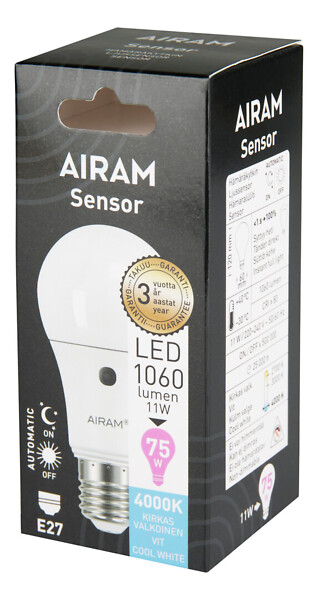 LED A60 840 1100lm E27 SENSOR OP – Airam.fi | Airam