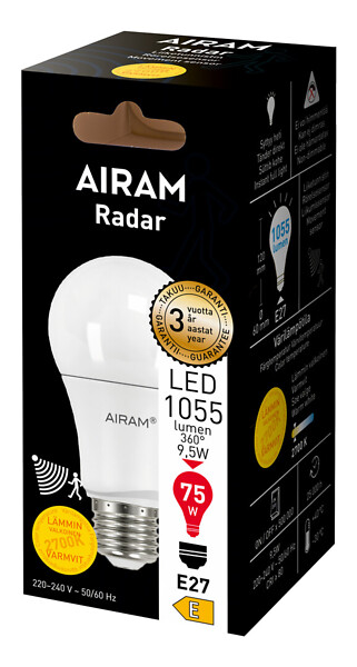 LED A60 827 1055lm E27 RADAR OP – Airam.fi | Airam