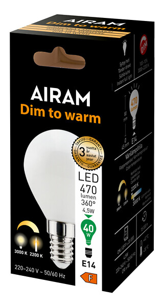 LED P45 830-822 470lm E14 DTW OP – Airam.fi | Airam