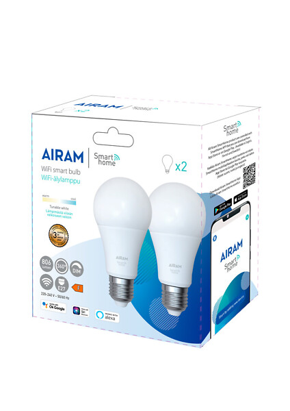 Smart A60 827-865 806lm E27 OP 2BX – Airam.fi | Airam