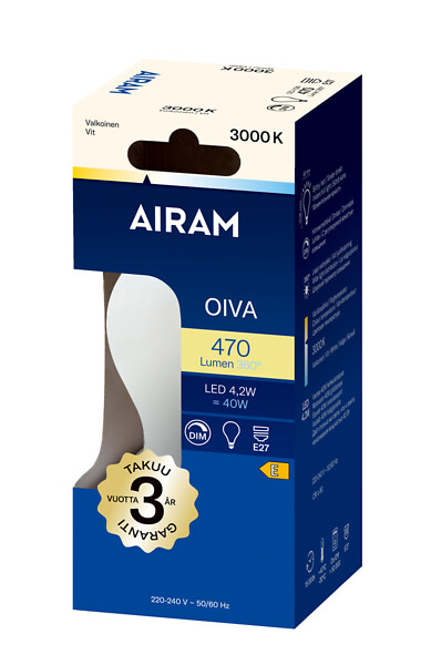 LED A60 830 470lm E27 DIM OIVA OP – Airam.fi | Airam